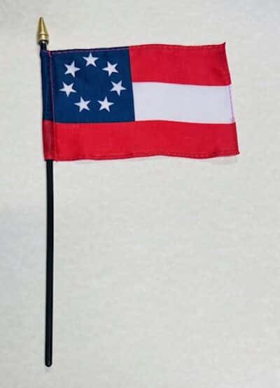 4″ x 6″ Miniature Confederate Stick Flag – Sons of Confederate Veterans